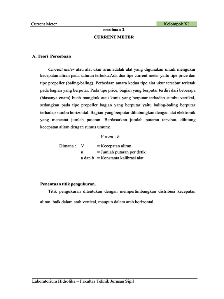 PDF Percobaan Current Meter - Compress | PDF