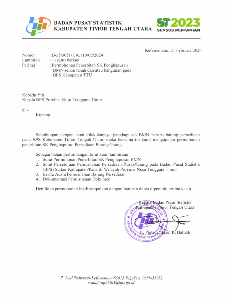 Permohonan Penerbitan SK Penghapusan Persediaan Usang | PDF