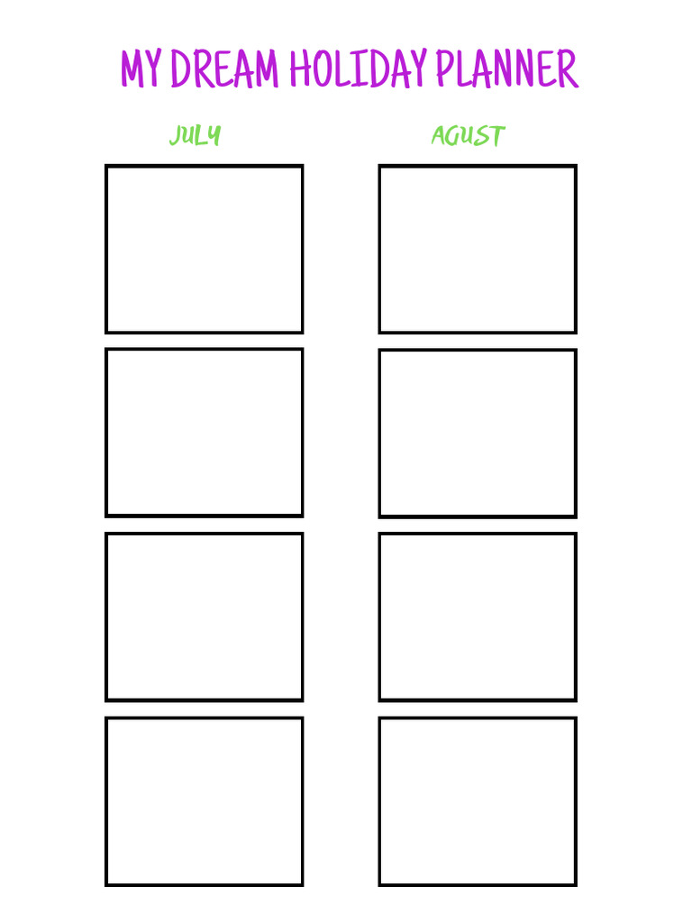 Dream Holiday Planner: July & August | PDF