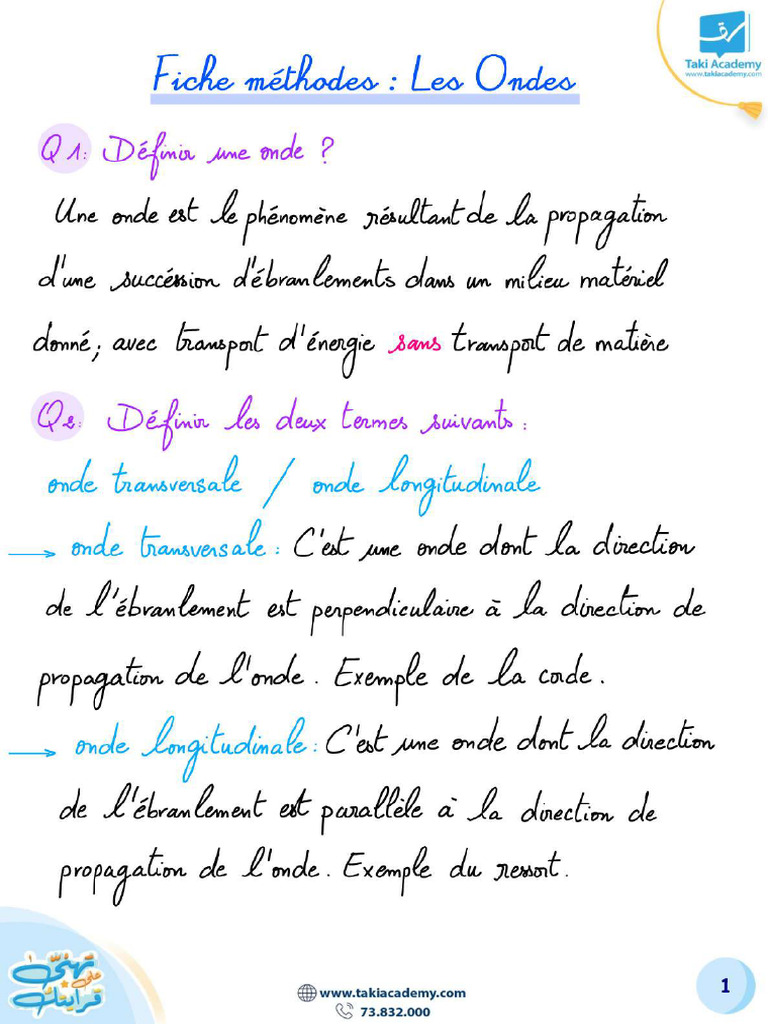 6400a84776ed1 - Résumé 2 Les Ondes Progressives 2 | PDF