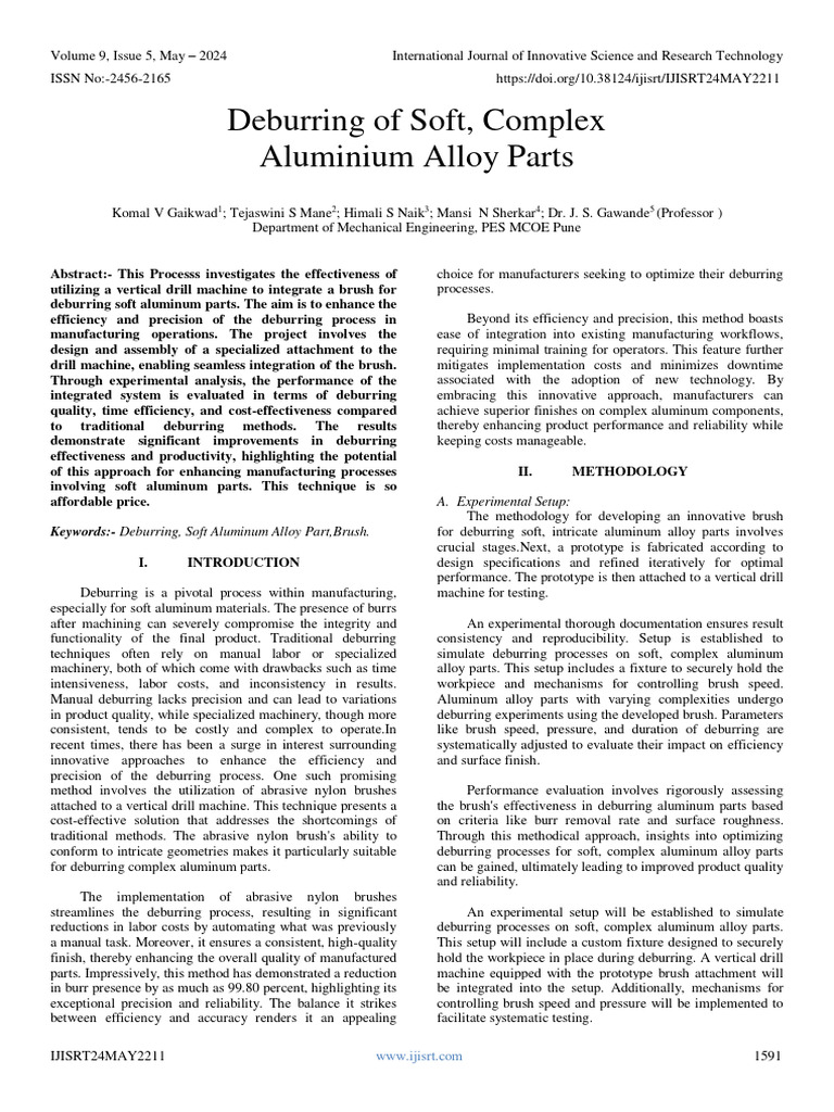 Deburring of Soft, Complex Aluminium Alloy Parts | Download Free PDF ...