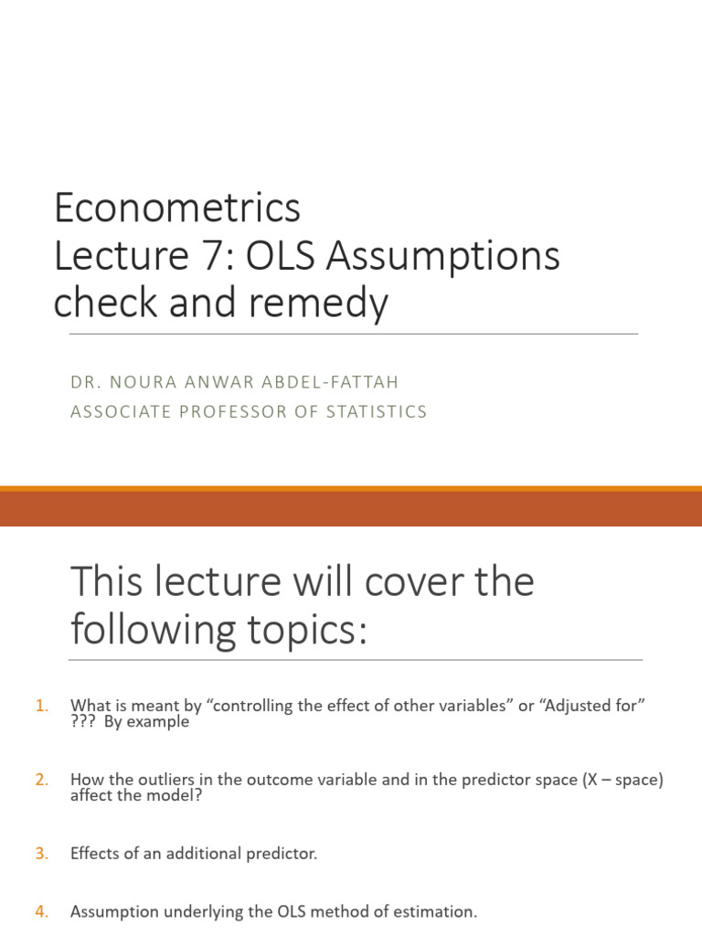 Lecture 7 | PDF | Ordinary Least Squares | Errors And Residuals