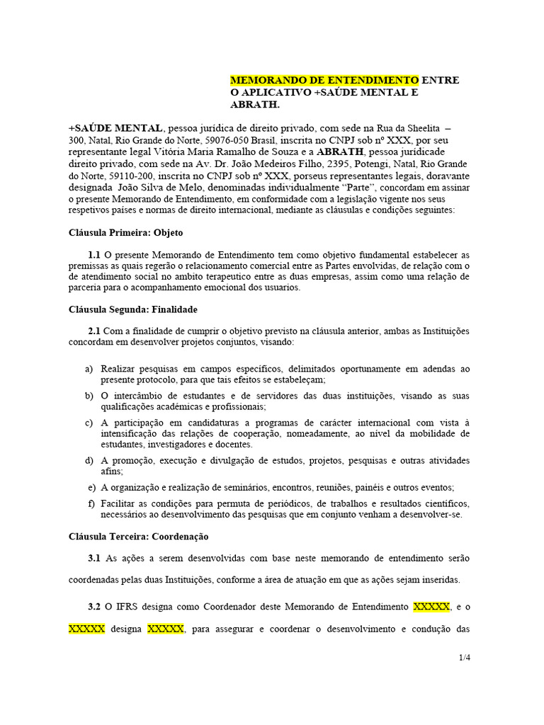 Modelo-Memorando-de-Entendimento.doc | Download grátis PDF | Justiça ...