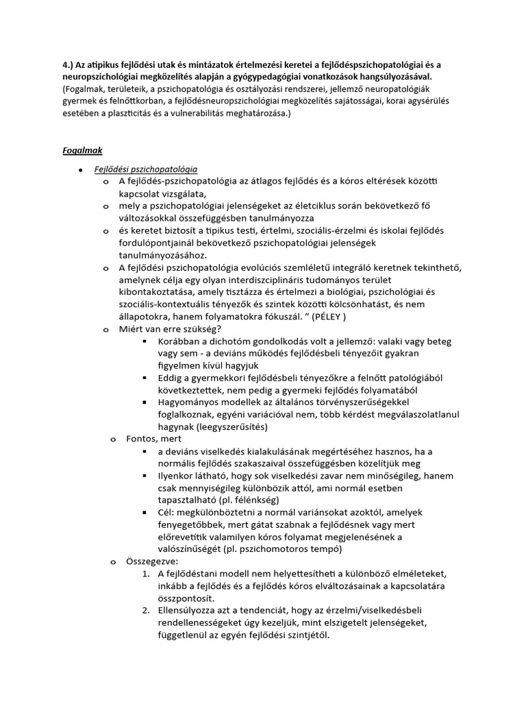 4.) Az Atipikus Fejlődési Utak És Mintázatok | PDF