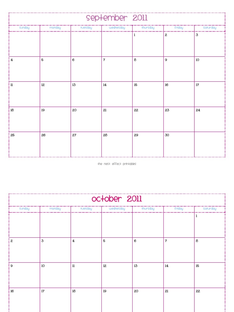 September 2011 Calendar Printables | PDF | Home & Garden | Art