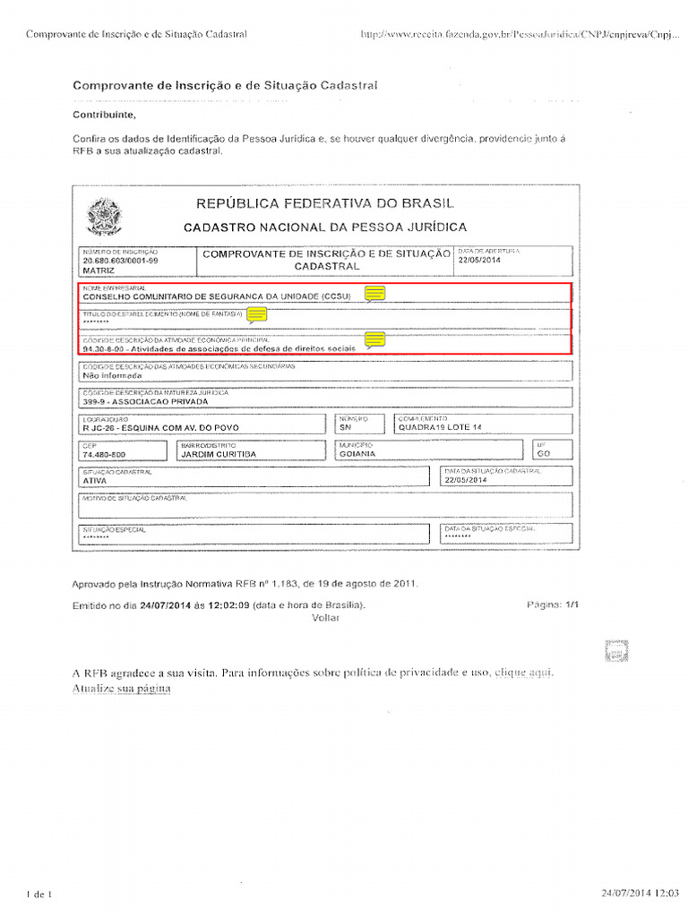 Modelo de Cnpj | PDF