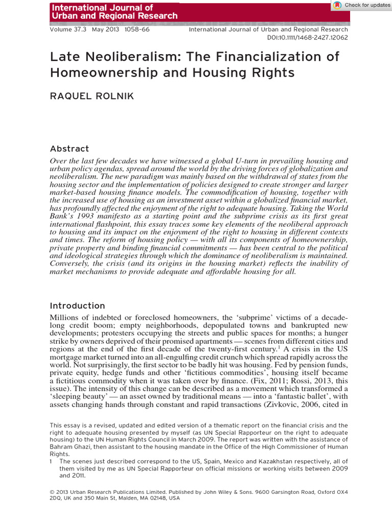 Late Neoliberalism - The Financialization of Homeownership and Housing ...