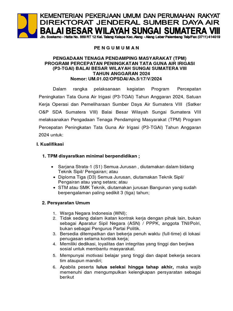 Pengumuman Fix TPM 2024 | PDF