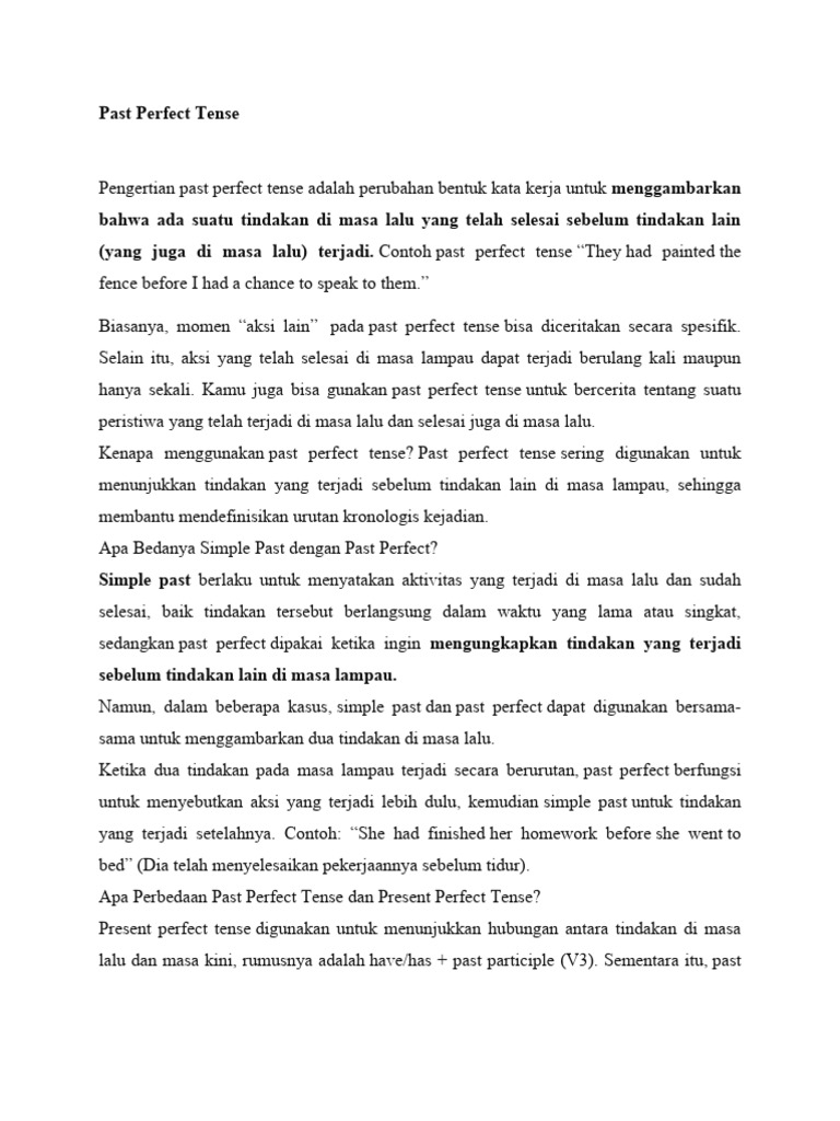 Understanding Past Perfect Tense | PDF | Linguistics | Languages