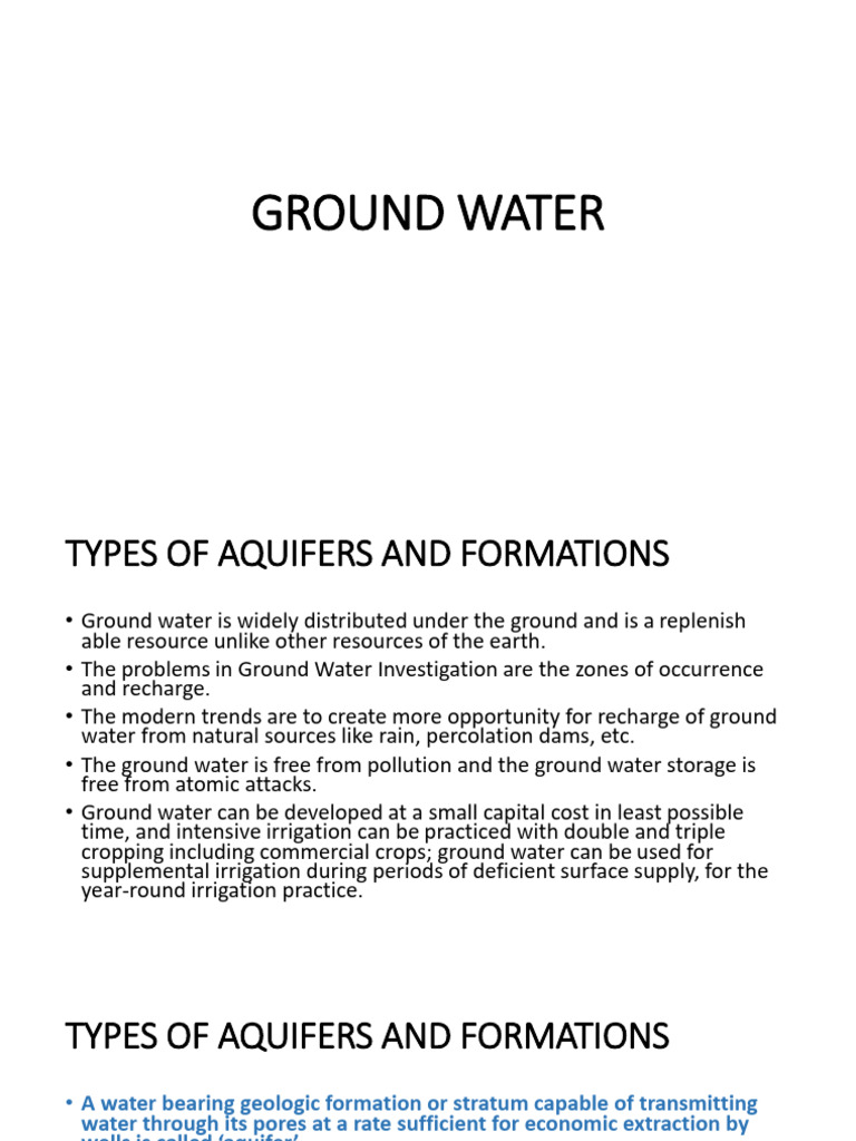 GROUND WATER & WELL HYDRAULICS | PDF | Aquifer | Groundwater