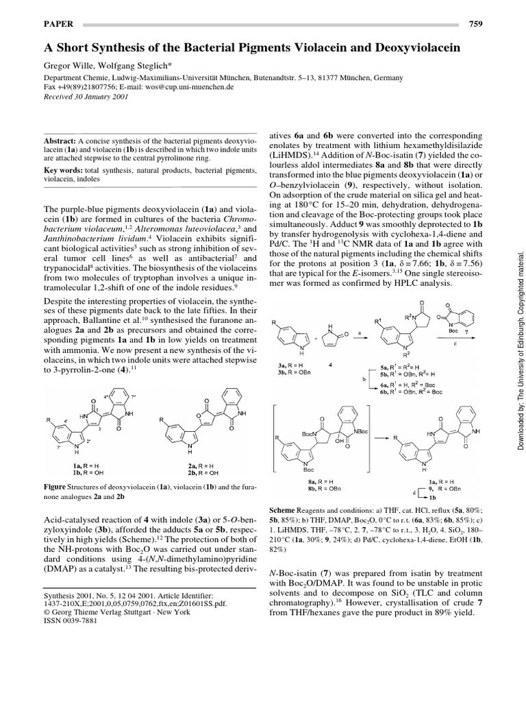 A Short Synthesis of the Bacterial Pigments Violacein and ...