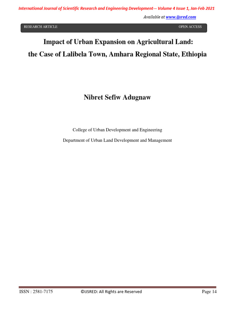 Impact of Urban Expansion On Agricultura | PDF | Ethiopia | Food Security