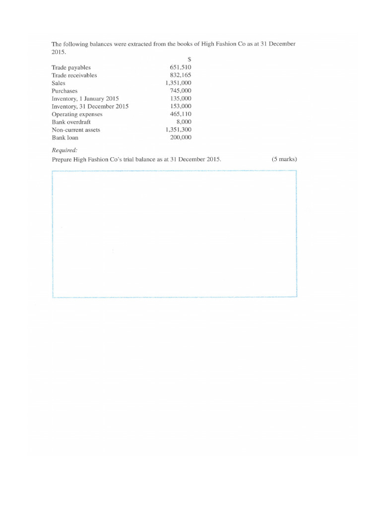 Trial Balance Question | PDF