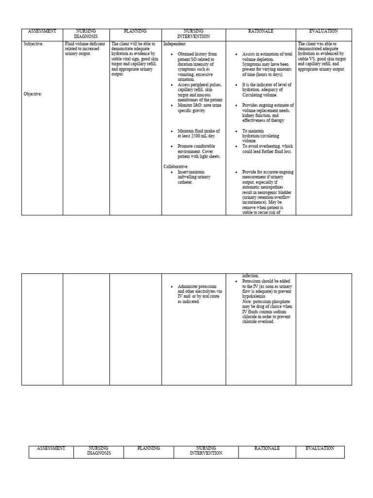 Nursing Care Plan Diabetes Mellitus | PDF | Urinary System | Wound