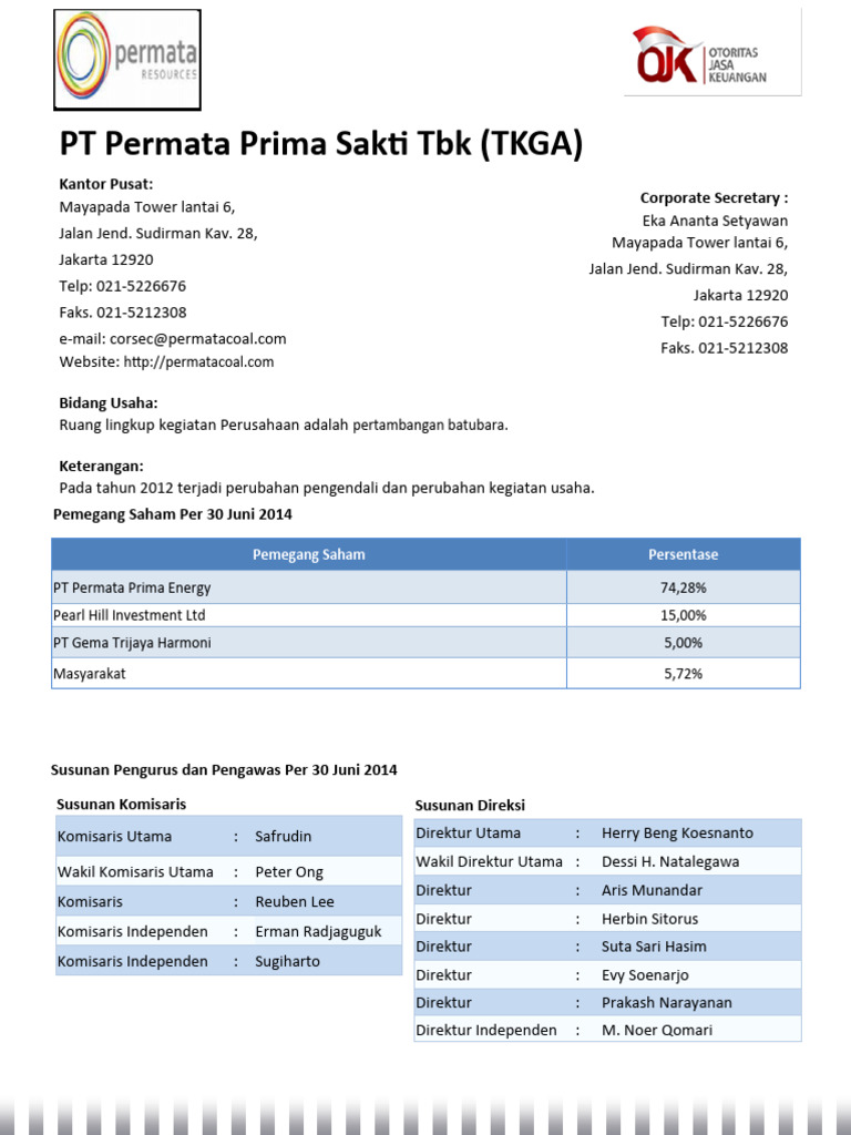 PT Permata Prima Sakti TBK (TKGA) | PDF