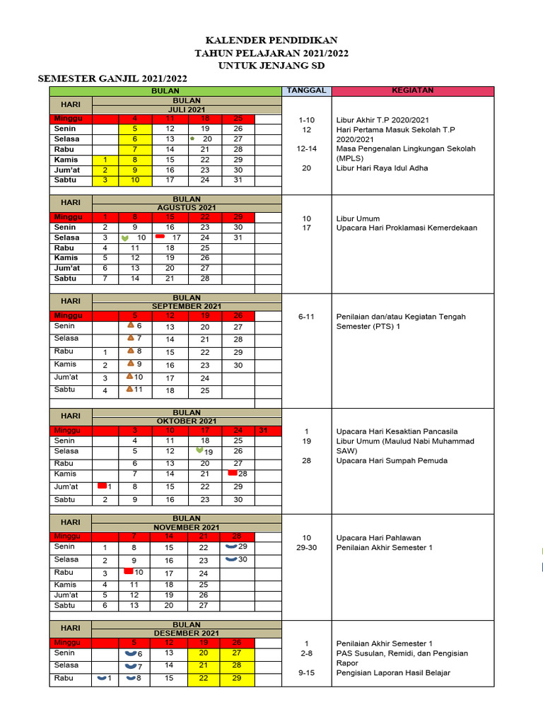 KALENDER PENDIDIKAN Potrait | PDF