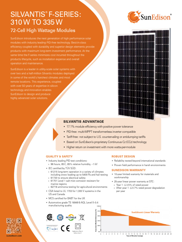 Ficha Tecnica Sun Edson 310 A 335wp | Download Free PDF | Solar Panel | Electrical Engineering