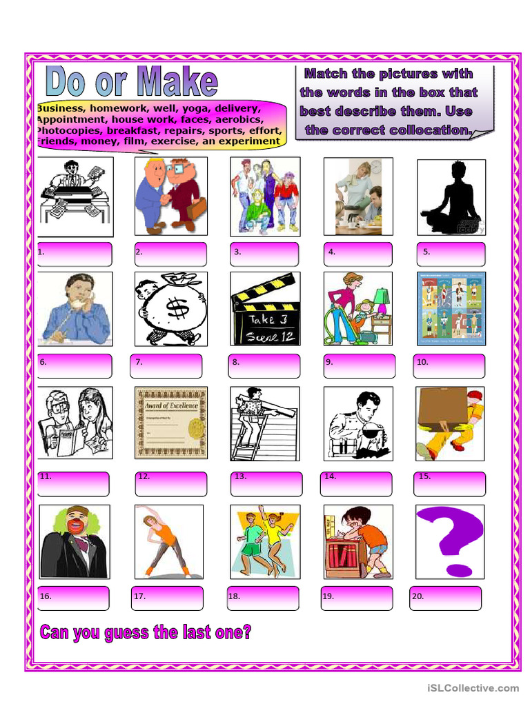 Do or Make Collocations Pictionary | PDF