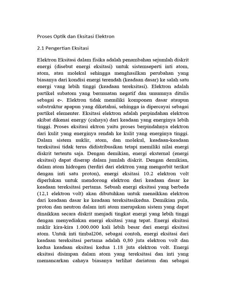 Proses Eksitasi Elektron dan Optik | PDF | Teknologi & Rekayasa