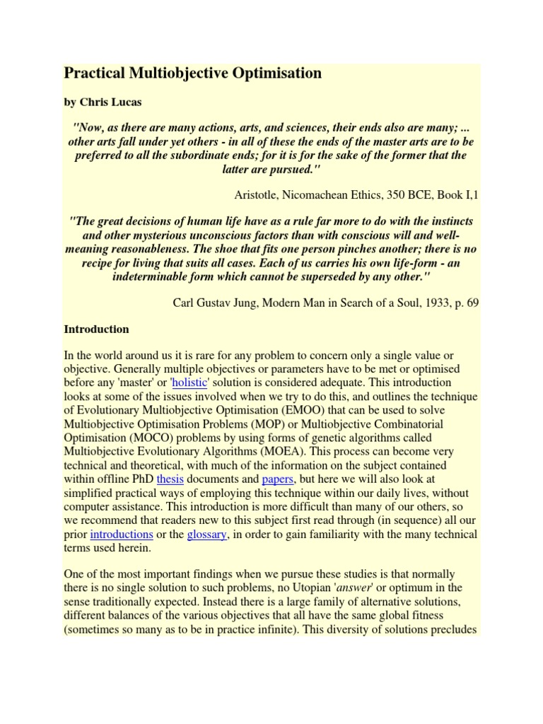 Practical Multi Objective Ion | PDF | Genetic Algorithm | Mathematical Optimization