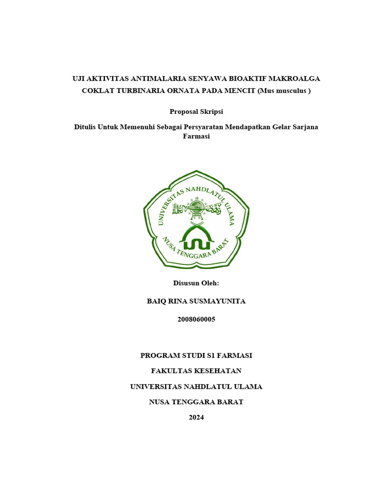 REVISI PROPOSAL BAIQ RINA 8 Feb 24 Fix | PDF | Pengembangan Diri | Kesehatan Holistik