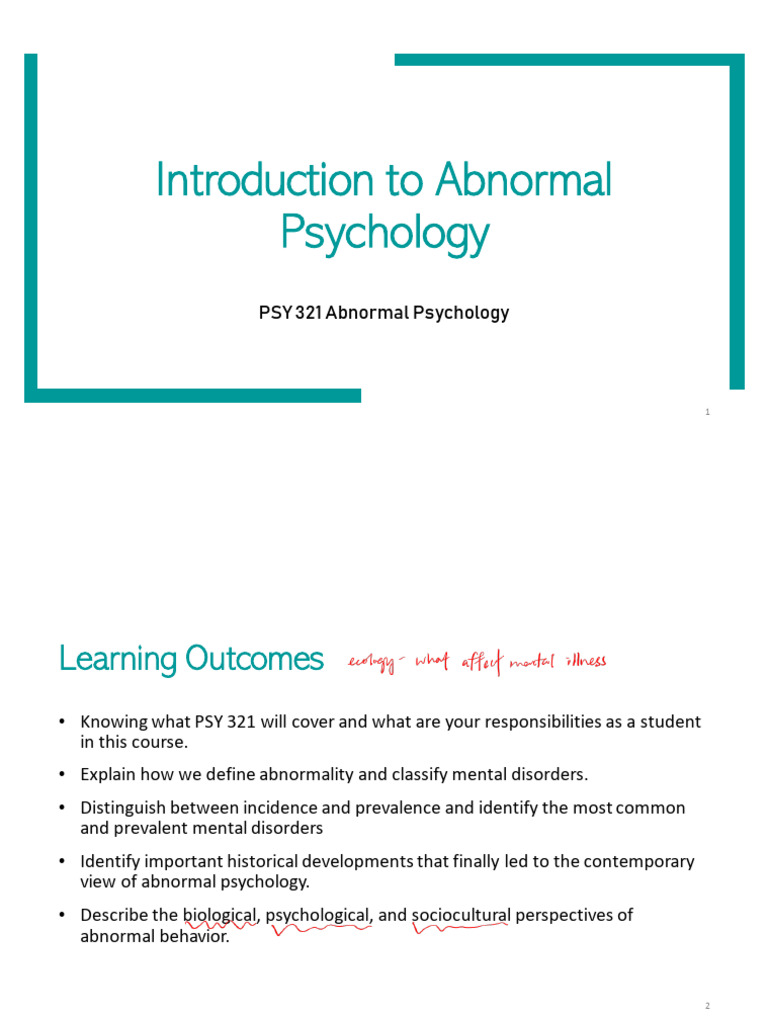 Lecture 1-Introduction of Abnormal PsychologyPDF - 240220 - 220006 ...