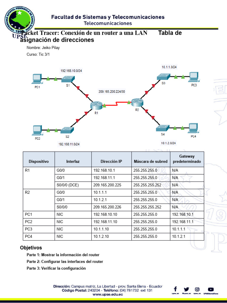CONEXION DE UN ROUTER A UNA LAN - TABLA DE ASIGNACIÓN DE DIRECCIONES | Descargar gratis PDF ...