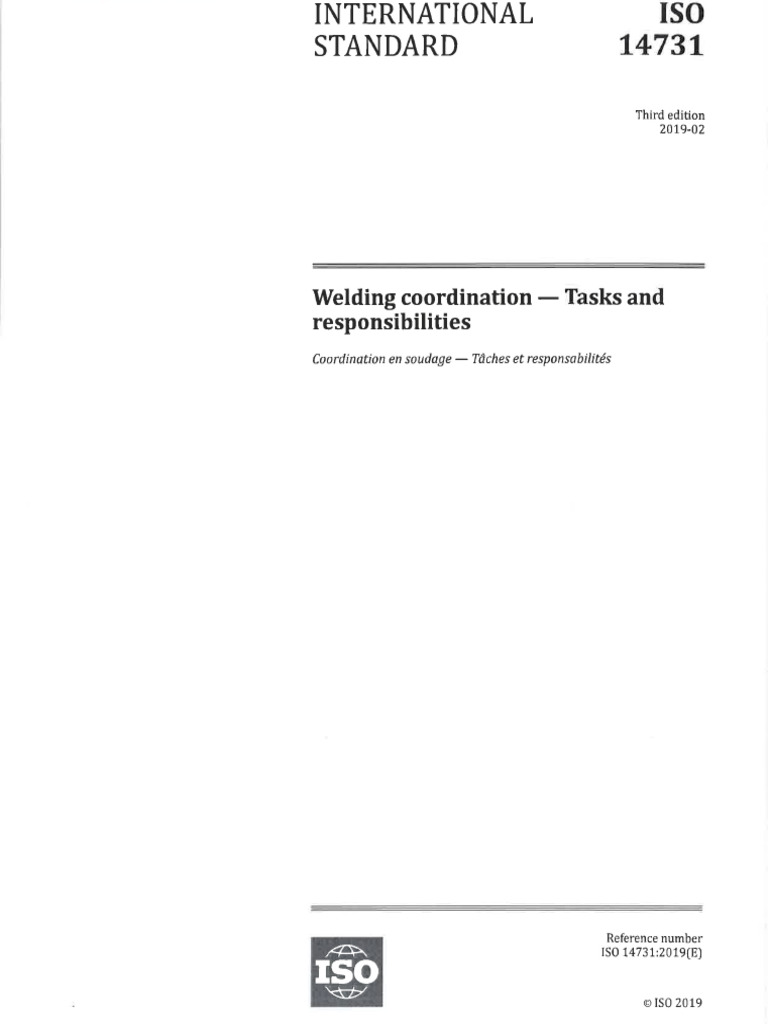 Iso 14731 - 2019 | PDF | International Organization For Standardization | Welding
