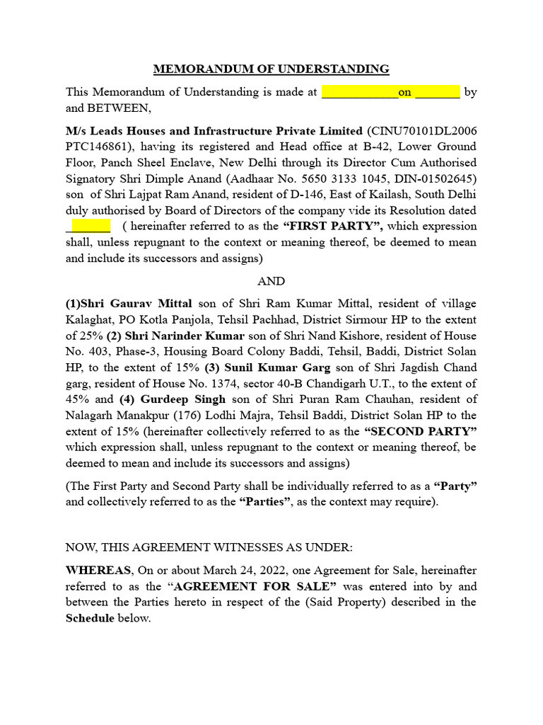 Mou Termination Kaundi | PDF | Deed | Common Law