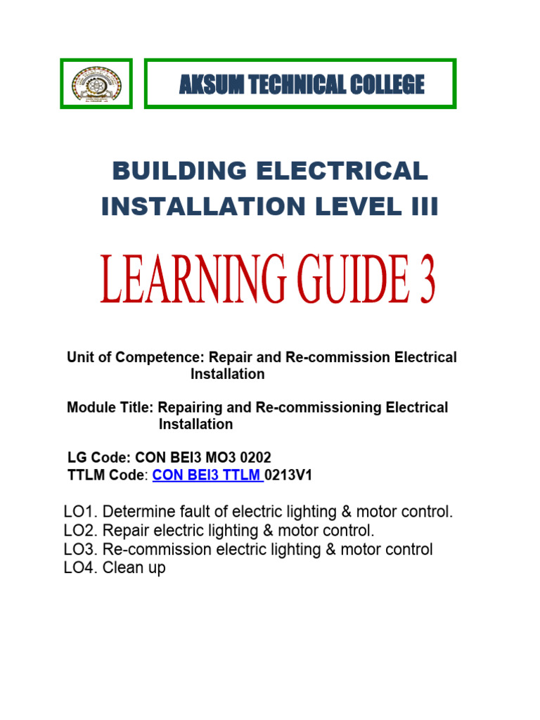 3Repair and Re-commission Electrical Installation | PDF | Relay | Switch