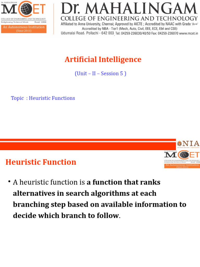 Heuristic Functions in AI Explained | PDF | Artificial Intelligence | Intelligence (AI) & Semantics