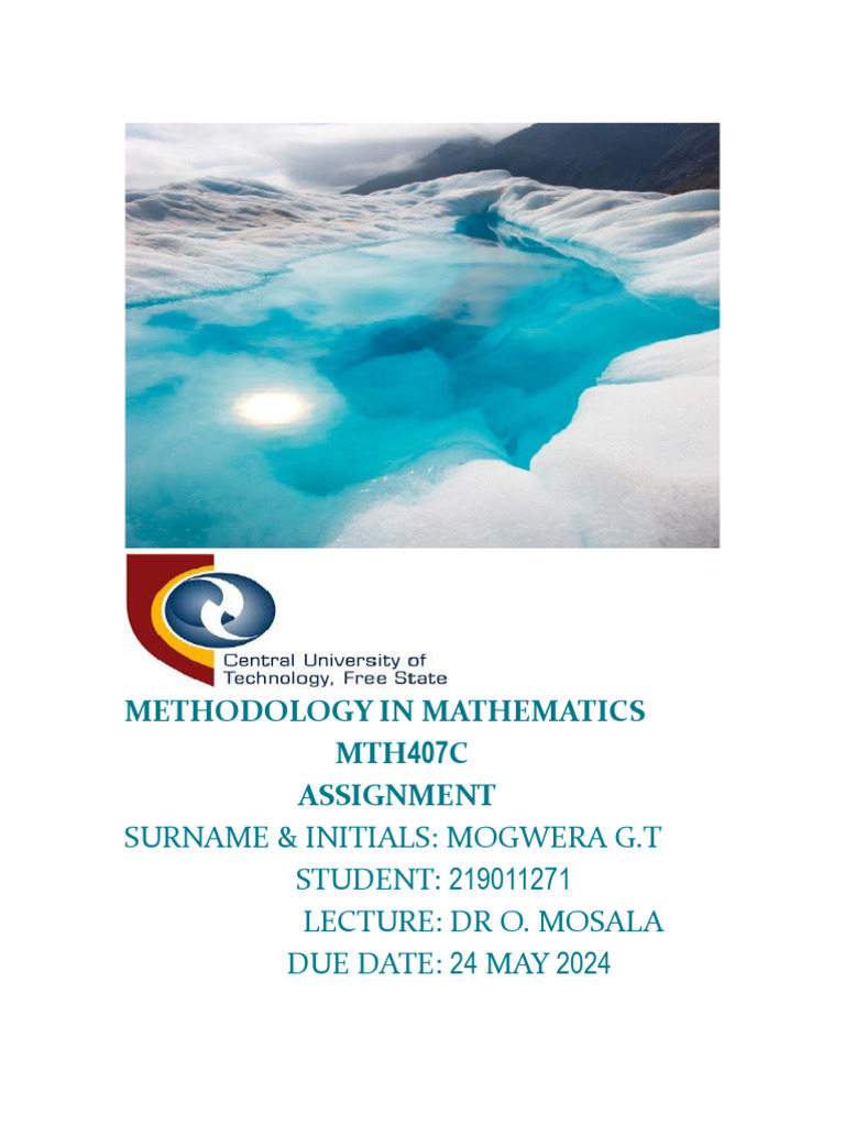 Methodology in Mathematics Assignment of g.t Mogwera | PDF ...