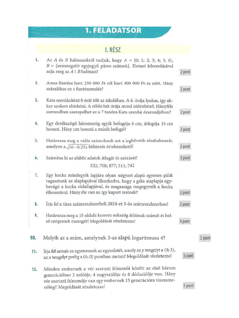 1 Feladatsor | PDF