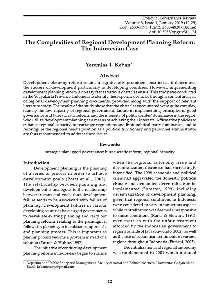 Indonesian Regional Development Reform Challenges | PDF | Governance ...