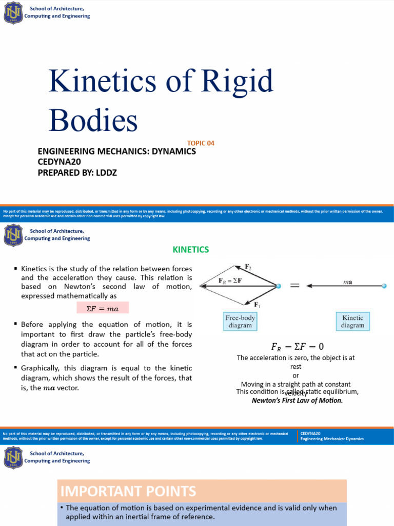 CEDYNA20 - Topic 04 - Kinetics of Rigid Bodies | PDF | Force ...