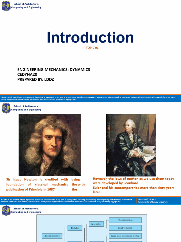 CEDYNA20 - Topic 01 - Introduction | Download Free PDF | Mechanics | Classical Mechanics