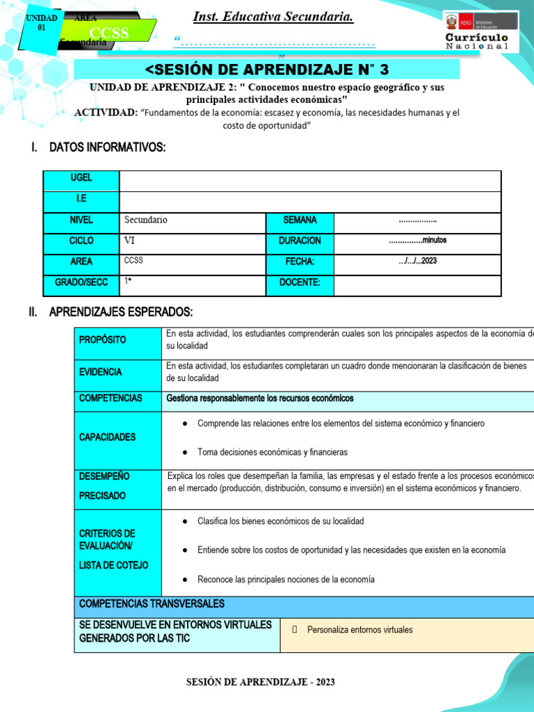 Sesion CCSS 1° Sec-Semana 03 Uni 2 | PDF