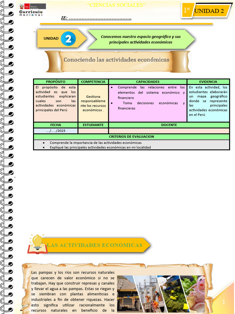 Ficha de Actividad CCSS 1°-Semana 4 | PDF | Agricultura | Minería