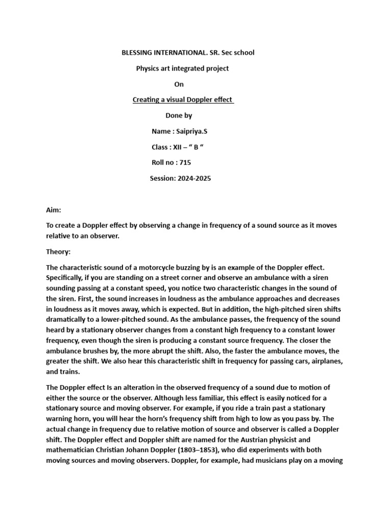 physics art integrated project | PDF | Doppler Effect | Wavelength