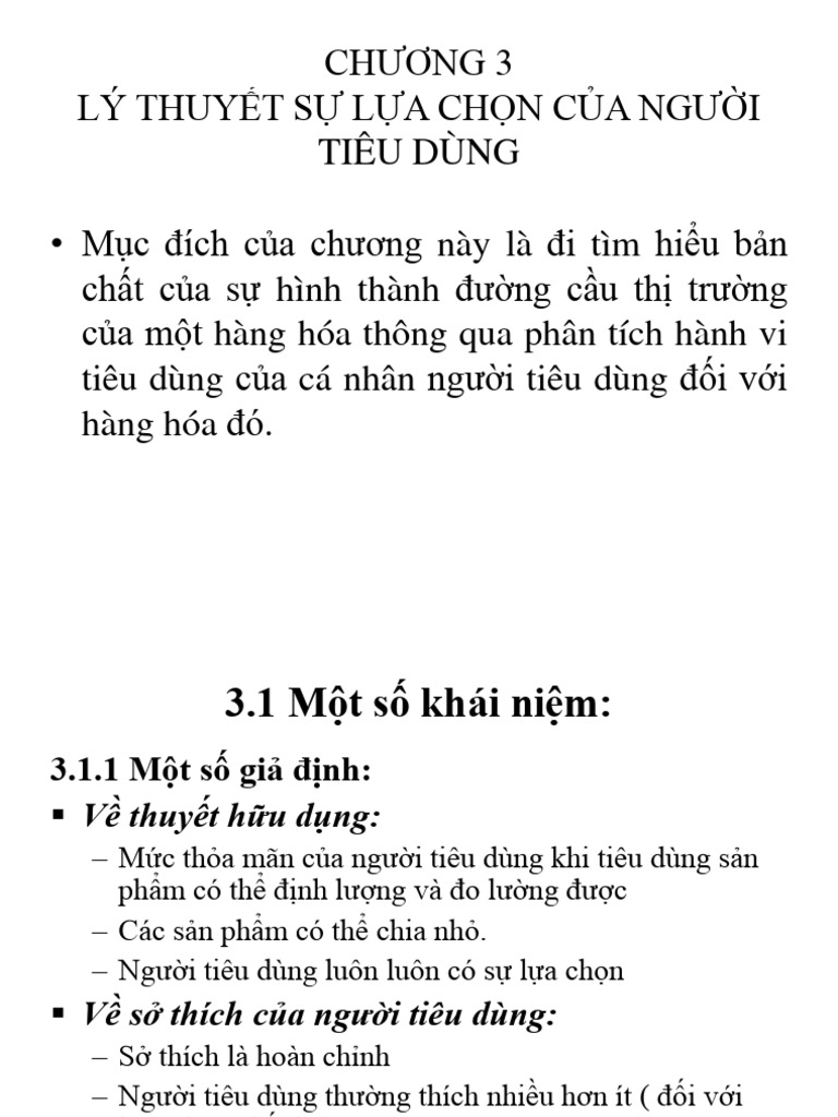 4 - C3 Một số khái niệm trong lý thuyết người tiêu dùng | PDF