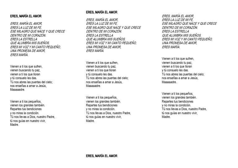 Eres Maria Letra | PDF | María, madre de Jesús | Amor