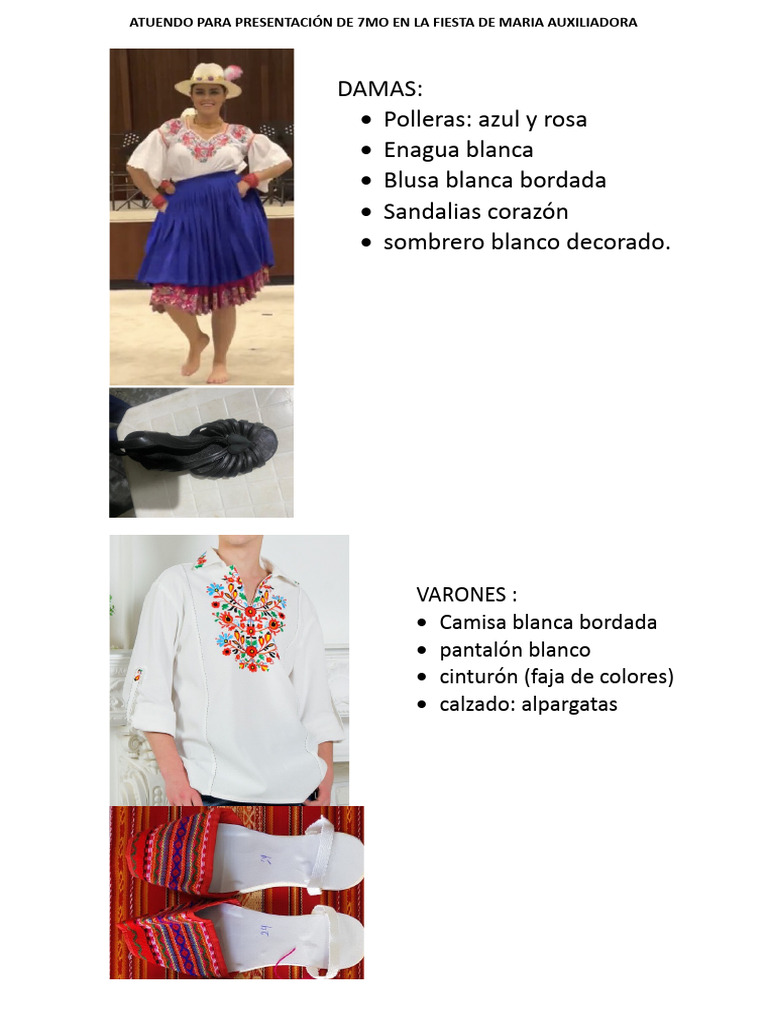 ATUENDO PARA PRESENTACIÓN DE 7MO EN LA FIESTA DE MARIA AUXILIADORA | PDF