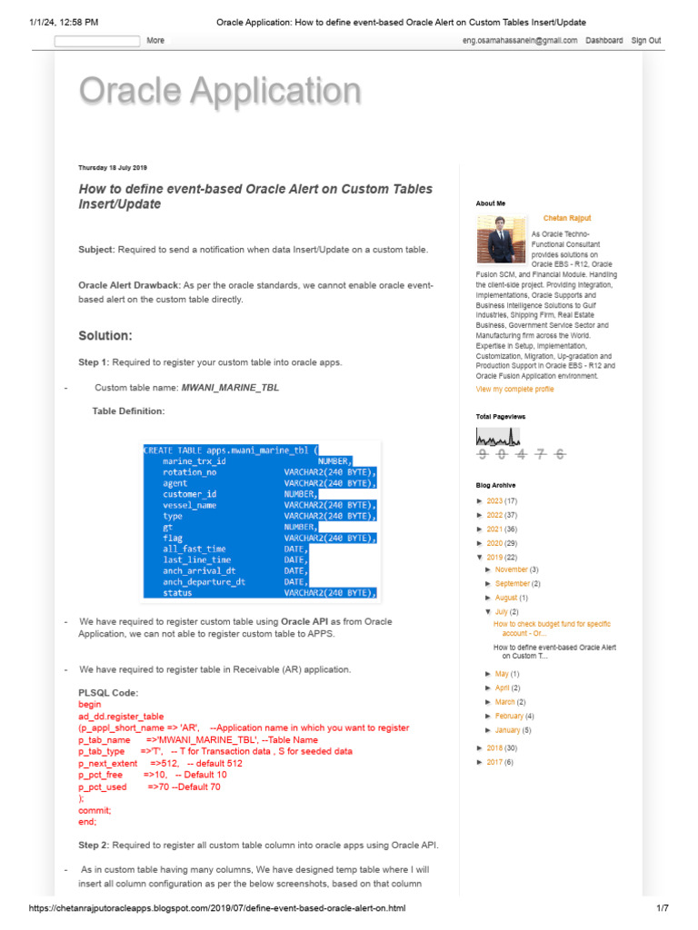 How To Define Event-Based Oracle Alert On Custom Tables | PDF | Pl/Sql ...