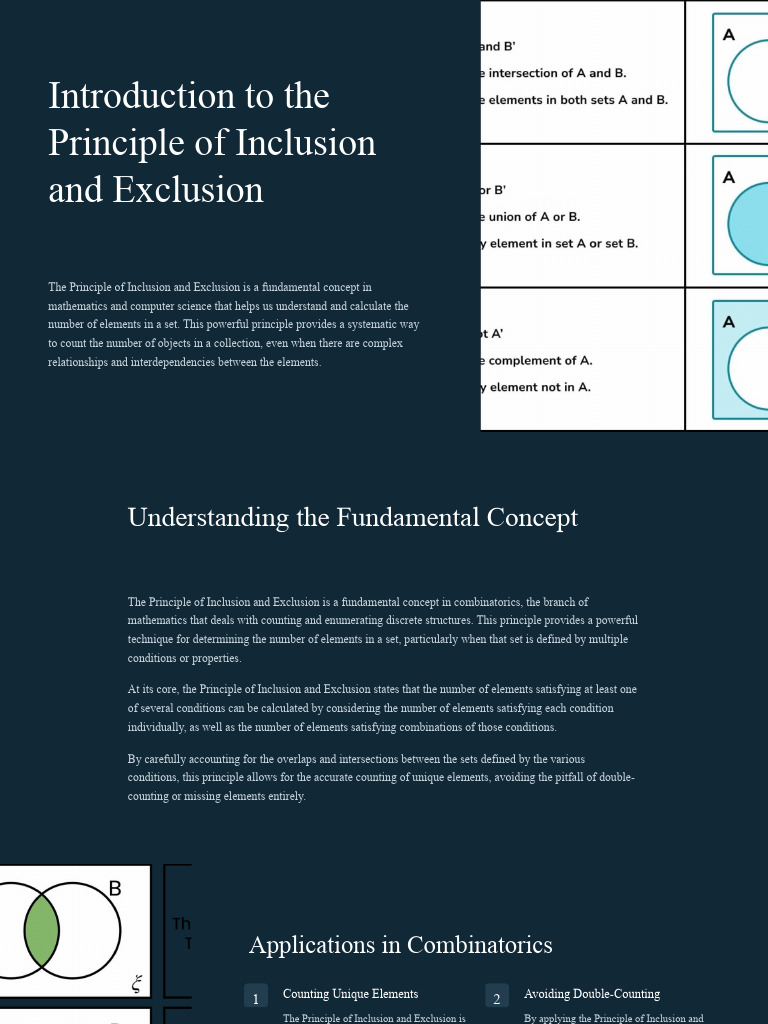 Introduction to the Principle of Inclusion and Exclusion | PDF ... Introduction to the Principle of Inclusion and Exclusion | PDF ...