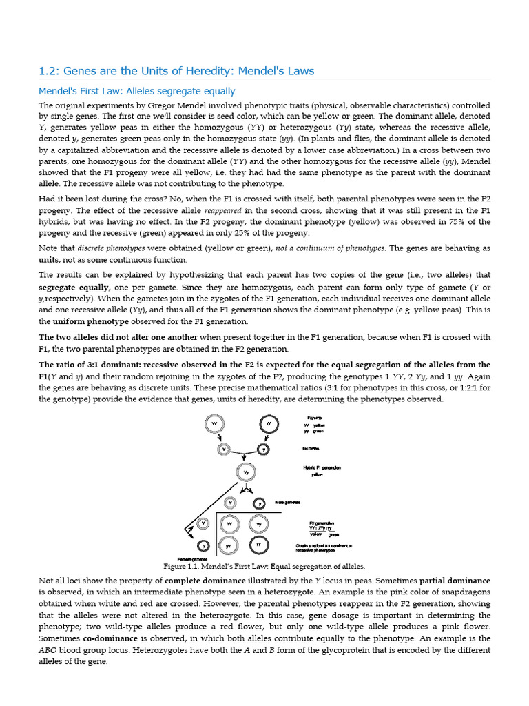 1.2 - Genes Are The Units of Heredity - Mendel's Laws - Biology ...