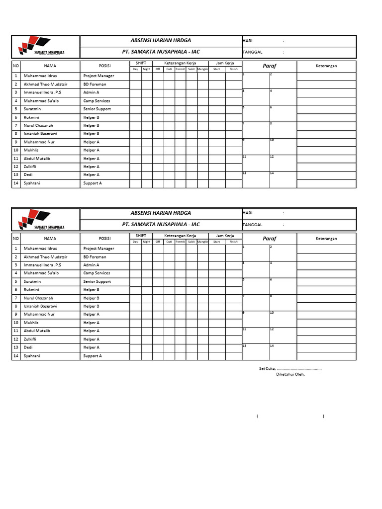 Format Absensi | PDF