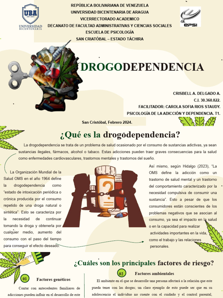Crisbell Delgado - T1. Drogodependencia. Psicología de La Adicción y Dependencia. Infografía ...