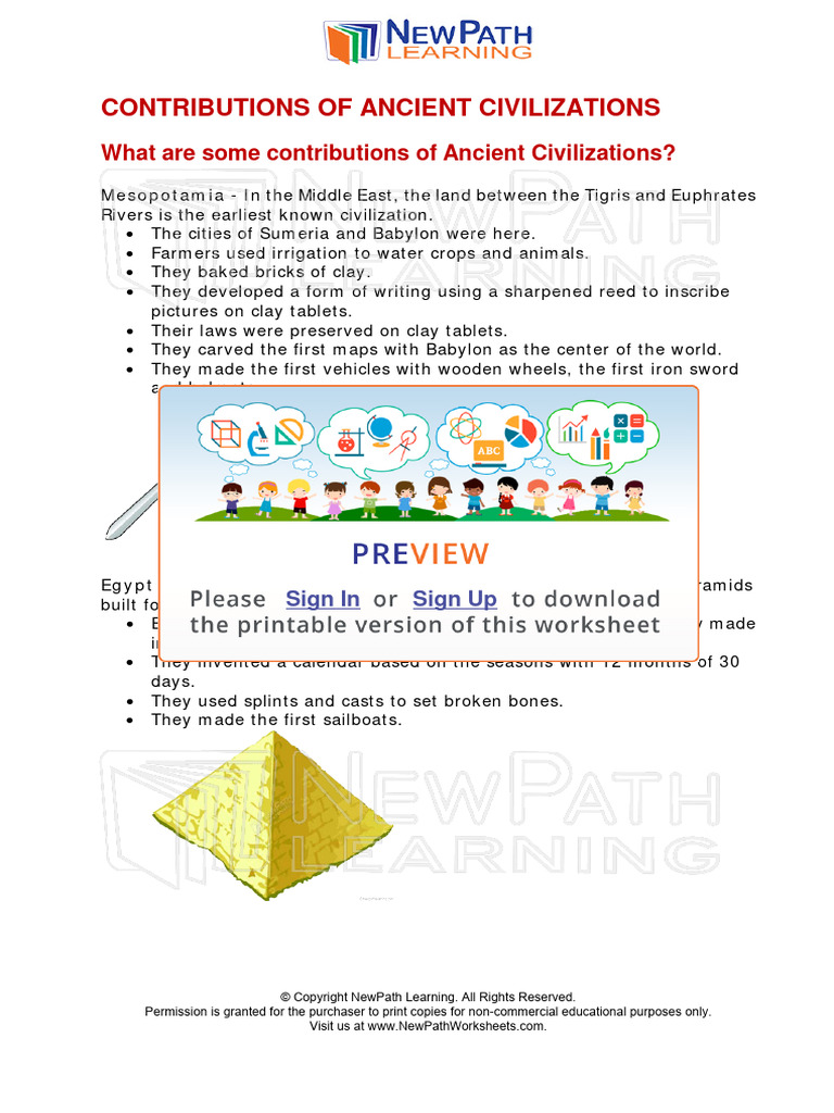 Study Guide Social Studies Grade 3 Contributions of Ancient ...