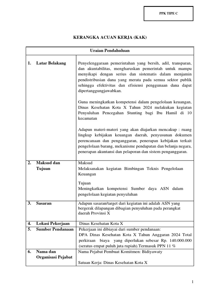Lampiran 1 - KAK Swakelola | PDF | Bisnis
