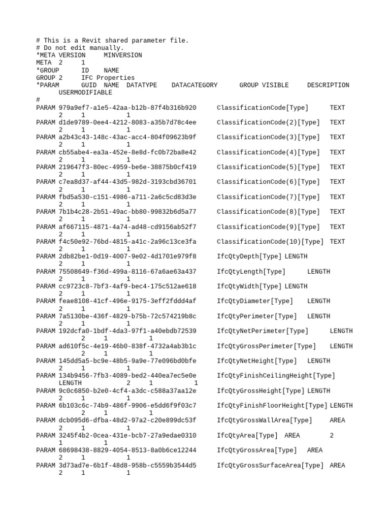IFC Shared Parameters-RevitIFCBuiltIn-Type - ALL | PDF | Computing | Computer Programming
